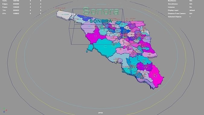 Sonora Mexico map region geography political geographic 3D model rigged ...