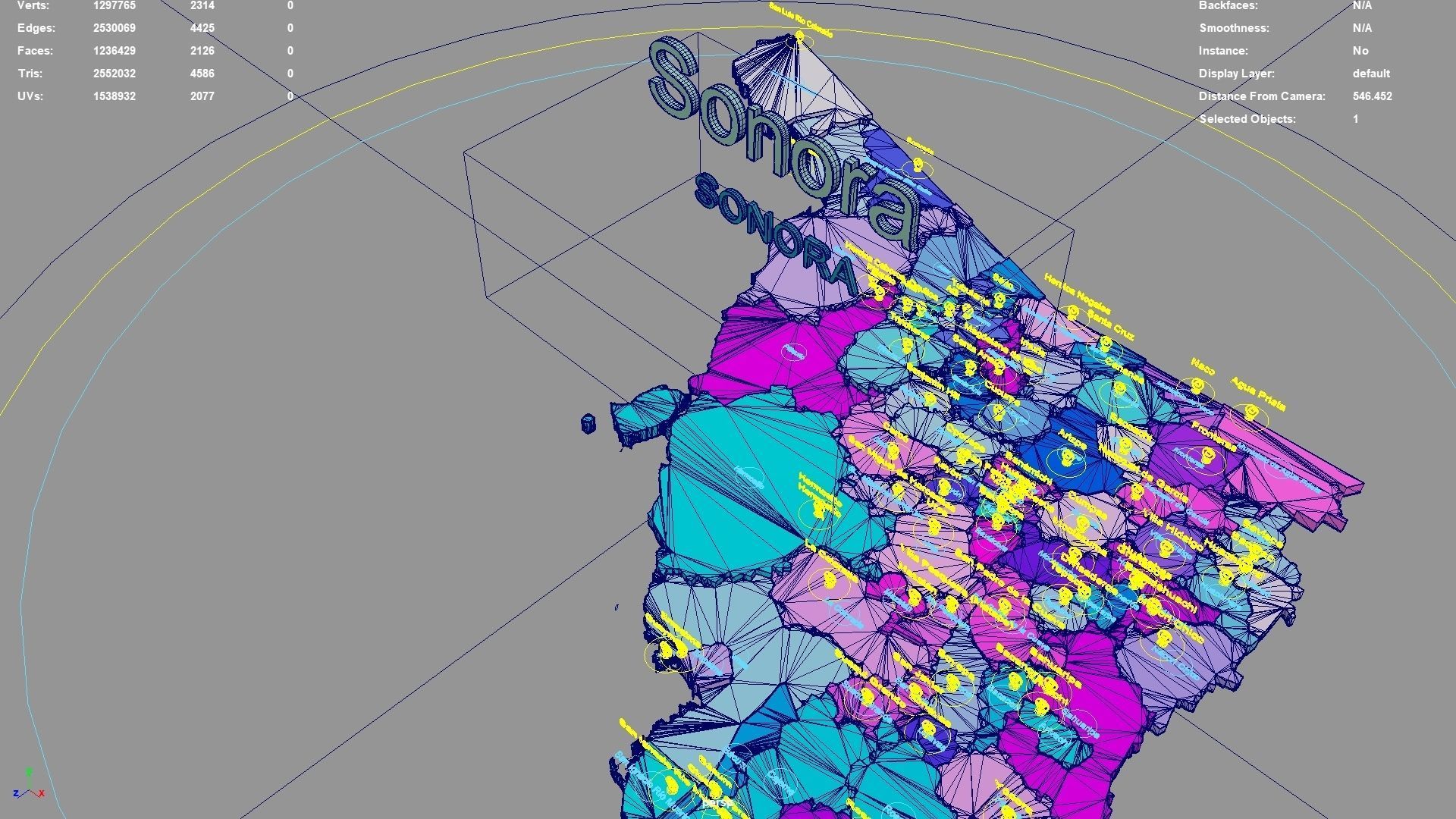 Sonora Mexico map region geography political geographic 3D model rigged ...