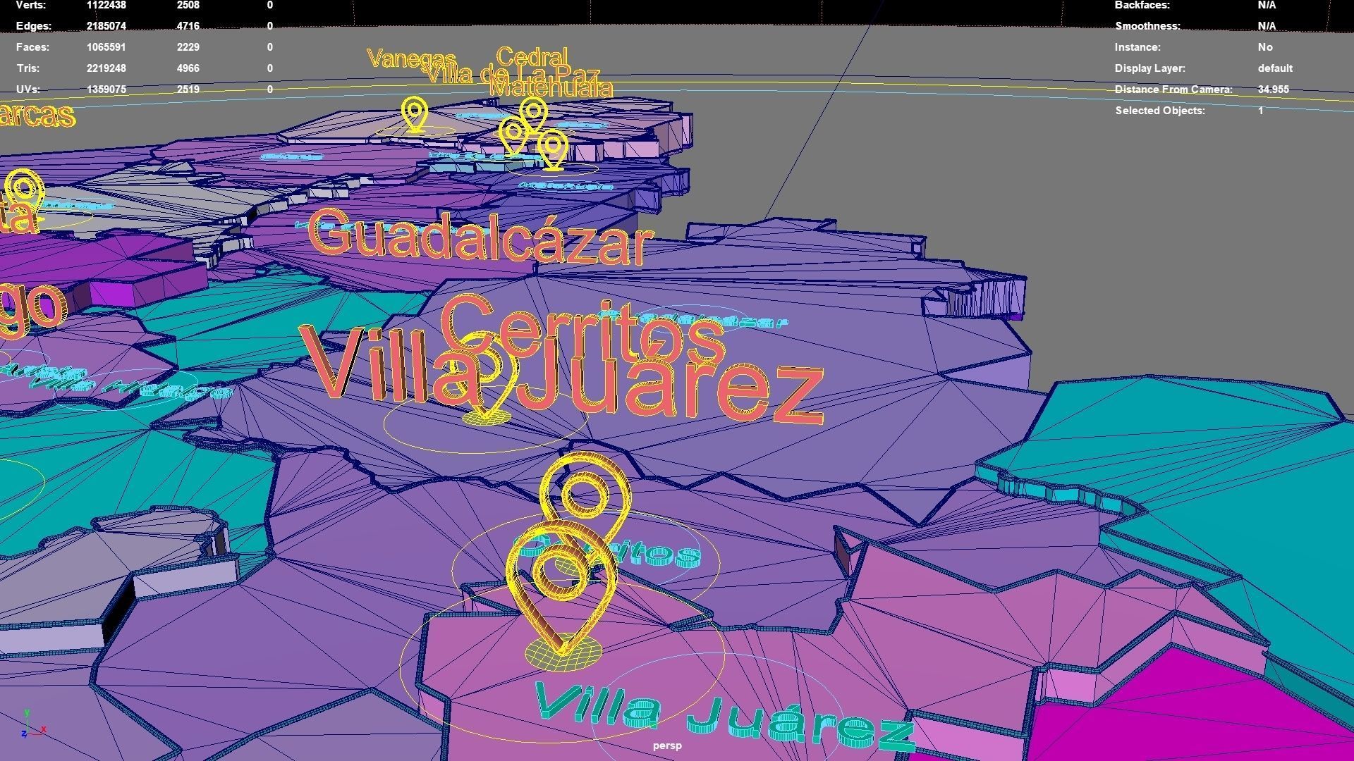 San Luis Potosi Mexico map region geography political 3D model rigged ...