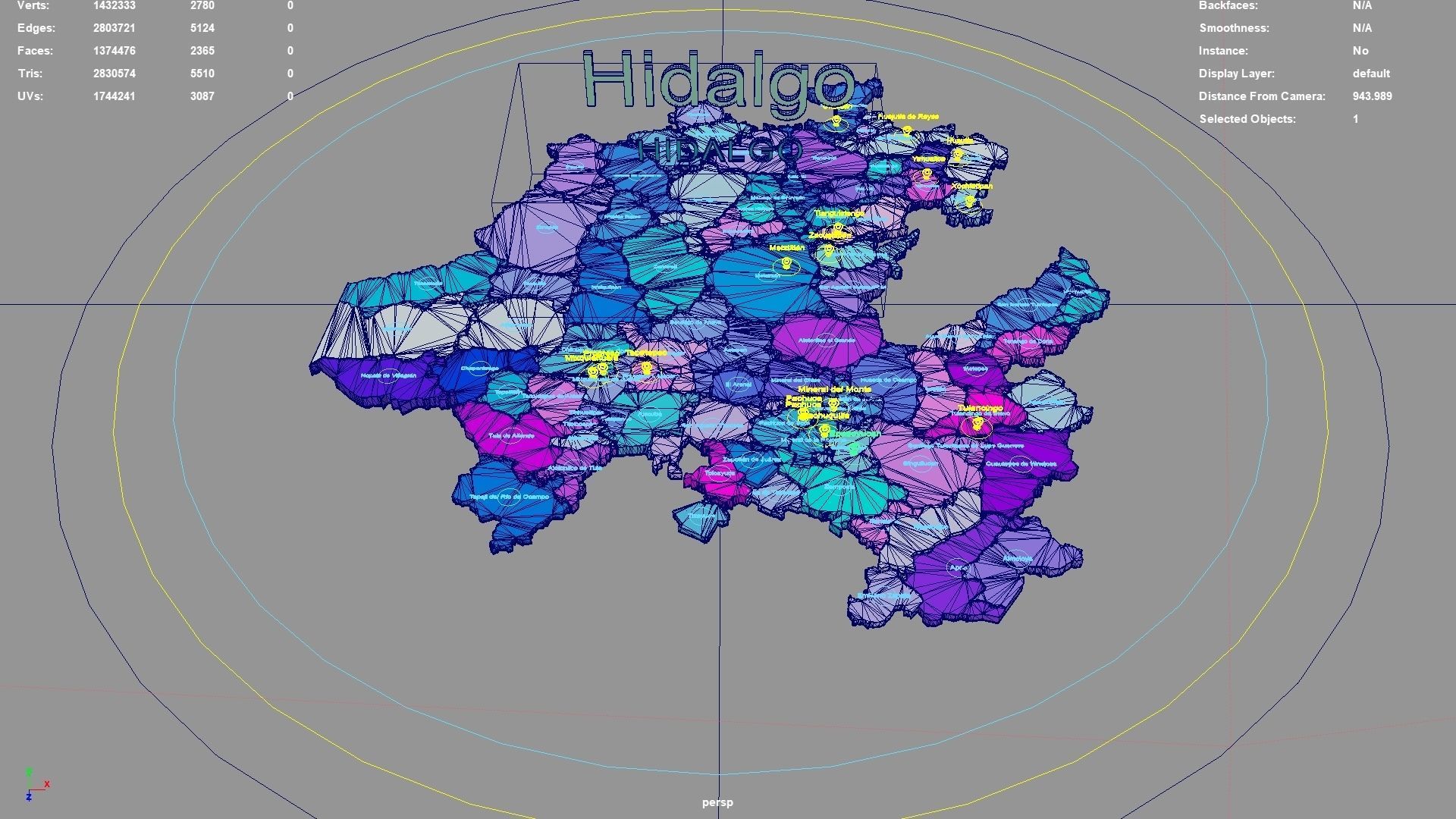 Hidalgo Mexico map region geography political geographic 3D model ...