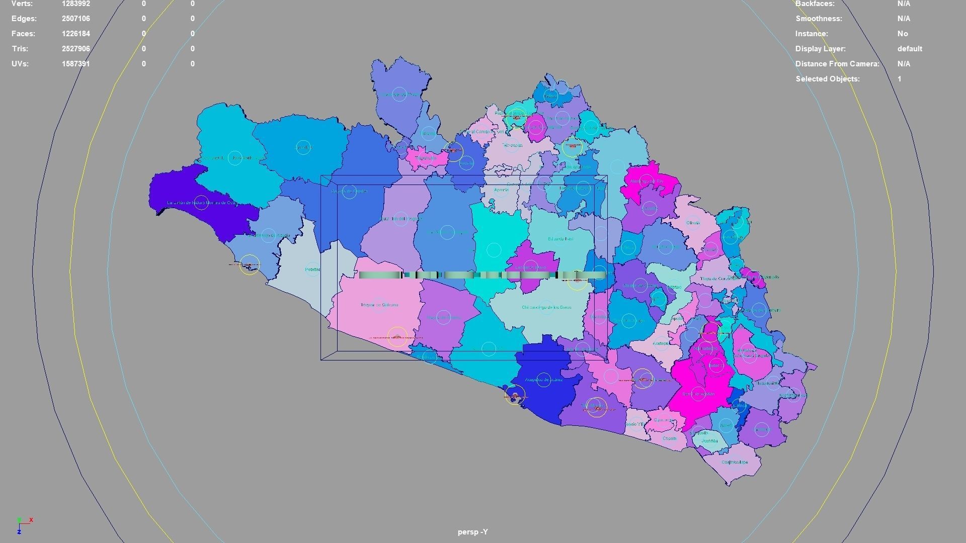 Guerrero Mexico map region geography political geographic 3D model ...