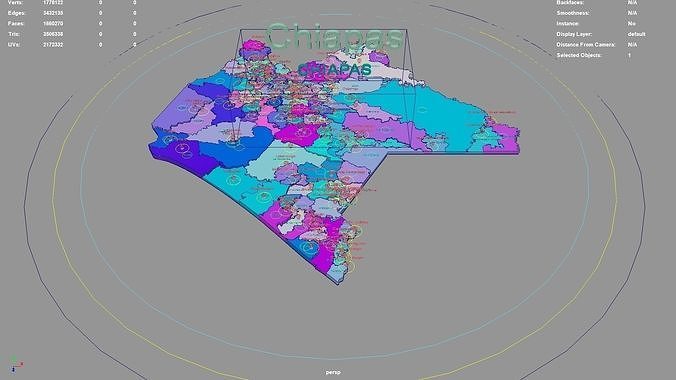Chiapas Mexico map region geography political geographic 3D model ...