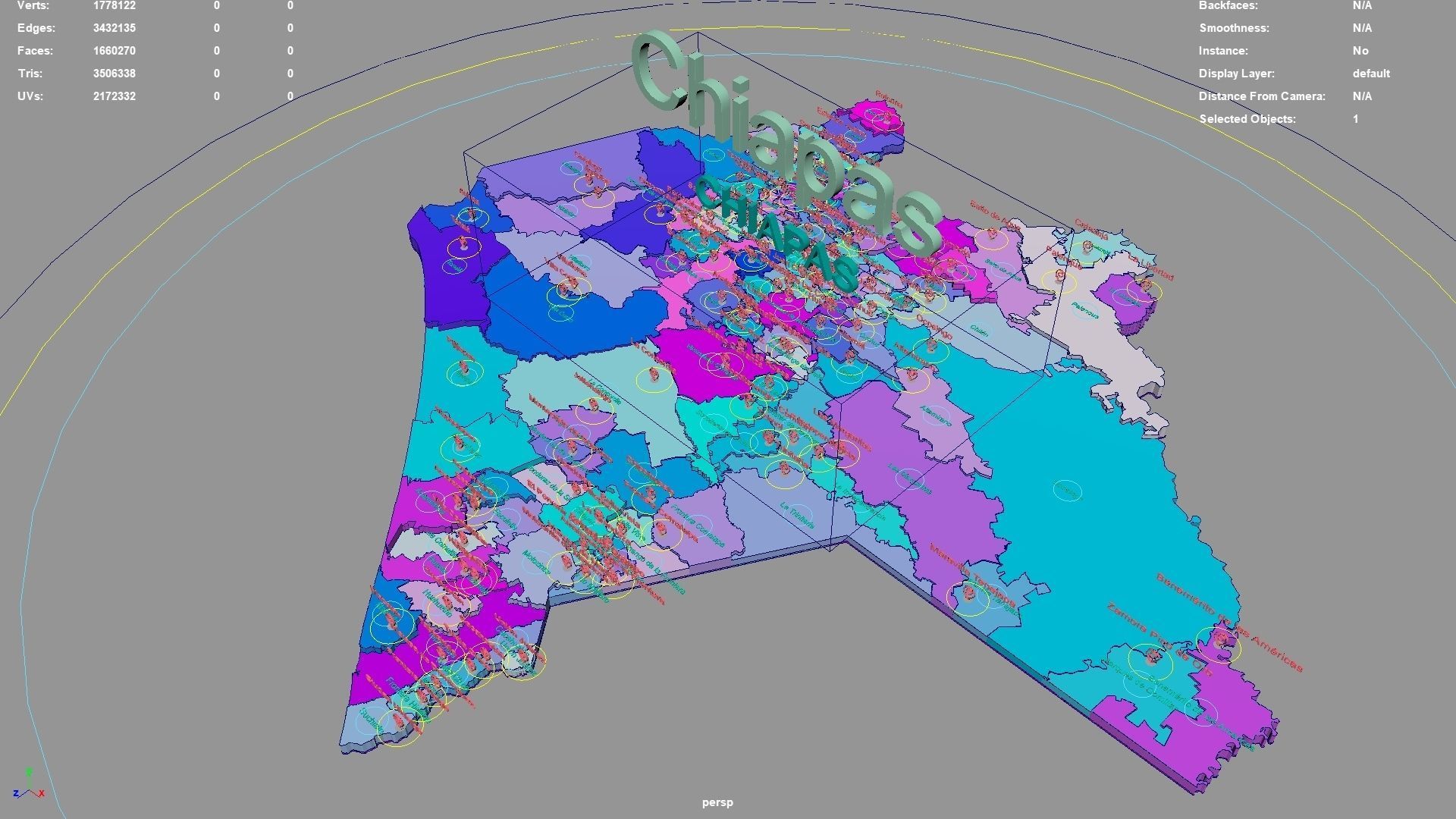 Chiapas Mexico map region geography political geographic 3D model ...