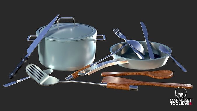 Cooking Utensils Game Ready Asset Pack free VR / AR / low-poly 3D model ...