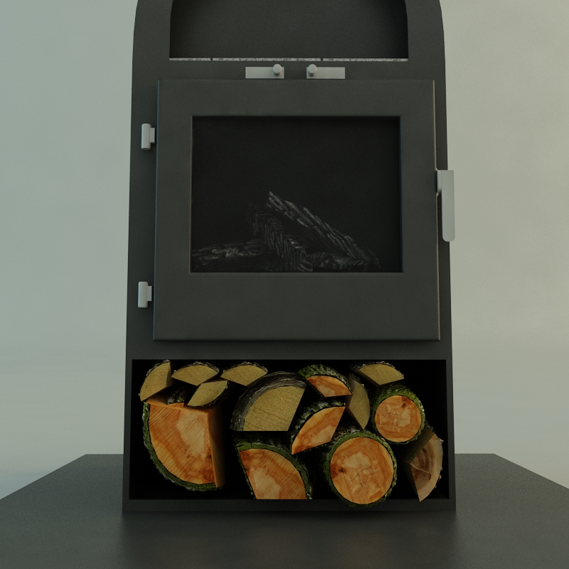 Fireplace wood burning stove with logs on top free 3D model | CGTrader