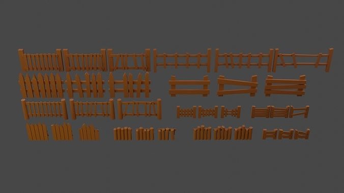 Stylized Basic Color Fences free VR / AR / low-poly 3D model | CGTrader