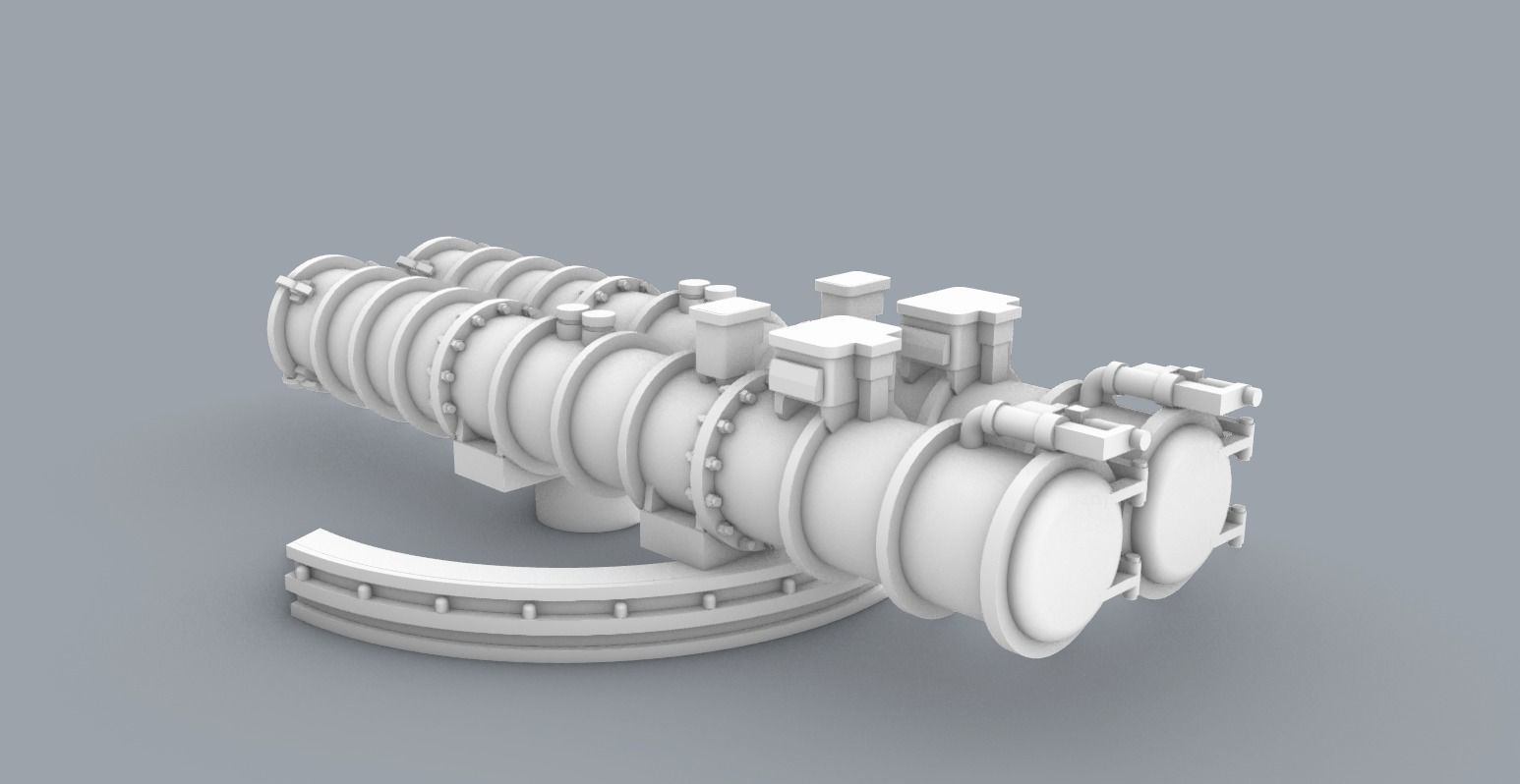 3D model Naval Artillery and Torpedo Systems - 4 Weapon Models VR / AR ...