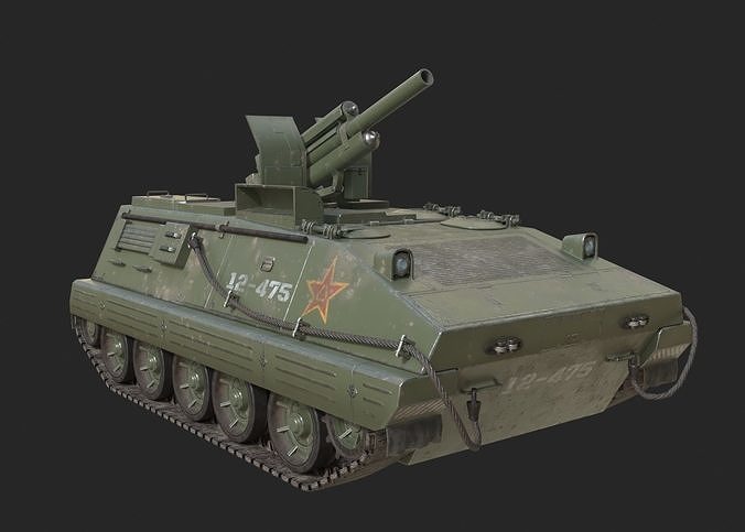 3D model 4 coatings of PLA Army PLZ70 122mm self-propelled howitzer VR ...