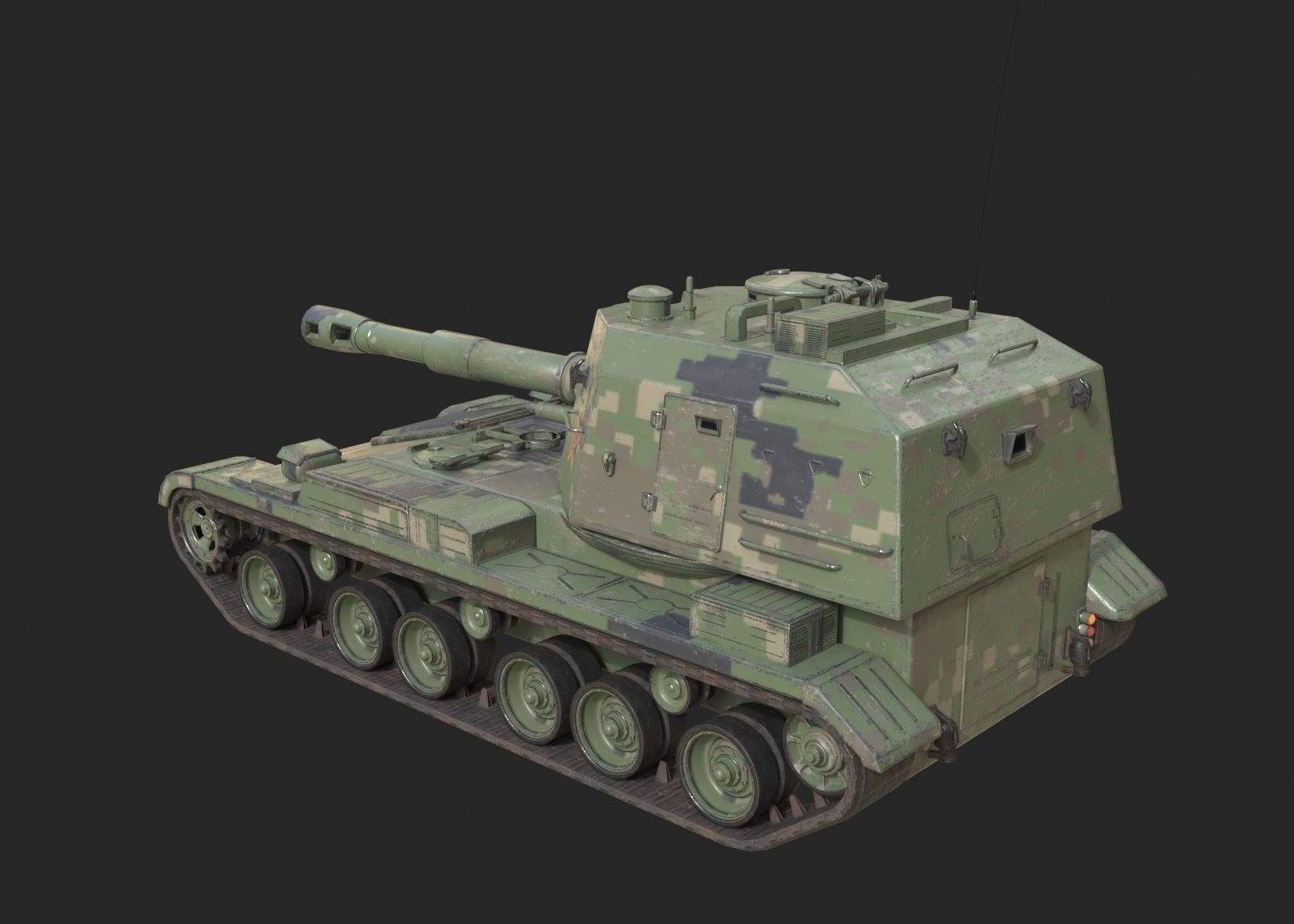 3D model 4 coatings of PLA Army PLZ83 152mm self-propelled howitzer VR ...