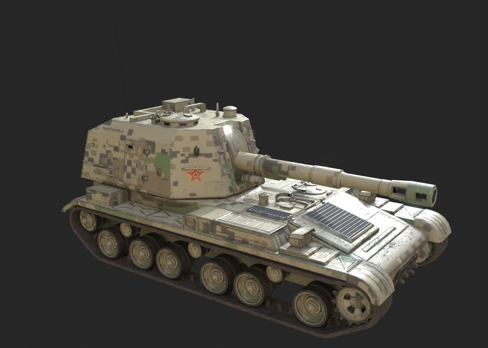 3D model 4 coatings of PLA Army PLZ83 152mm self-propelled howitzer VR ...