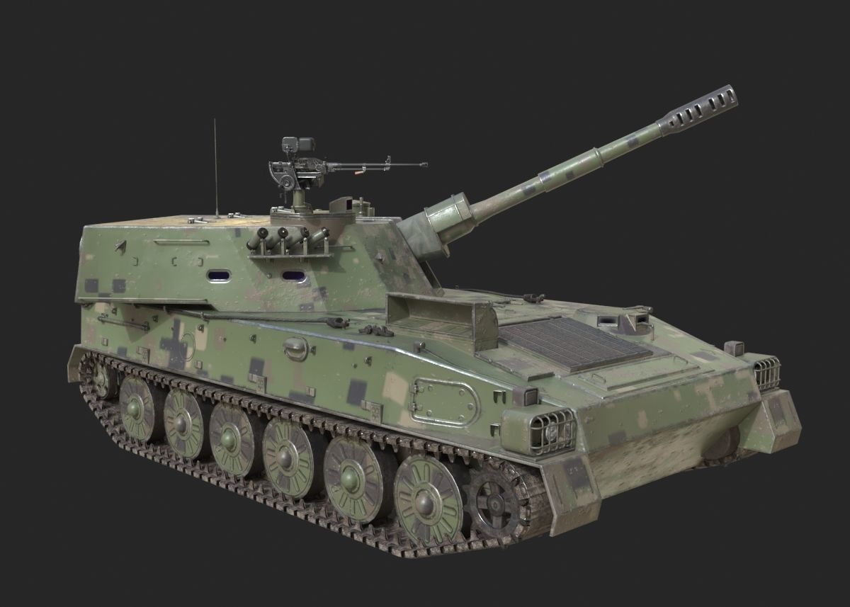 3D model 4 coatings of PLA Army PLZ89 122mm self-propelled howitzer VR ...