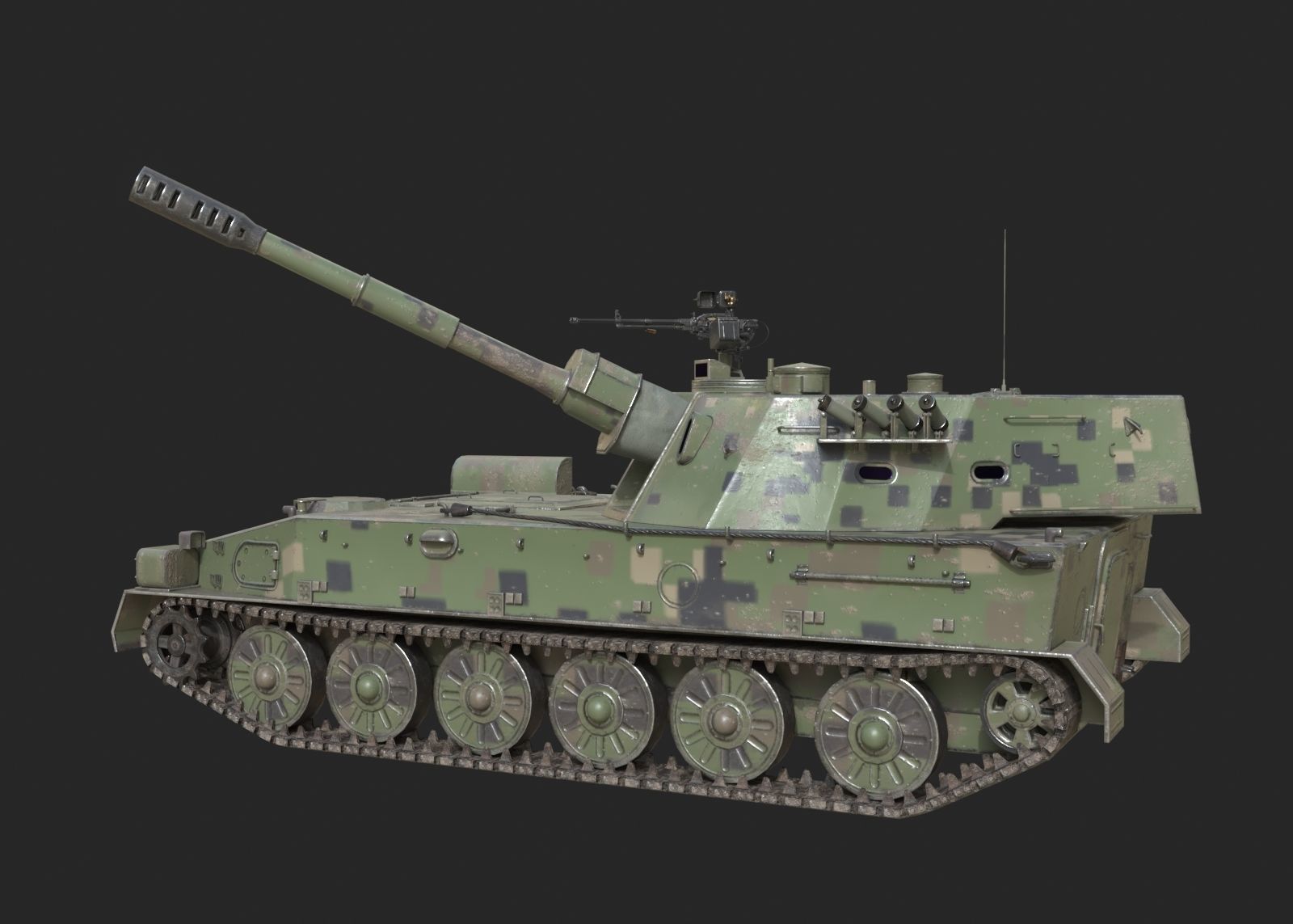 3D model 4 coatings of PLA Army PLZ89 122mm self-propelled howitzer VR ...