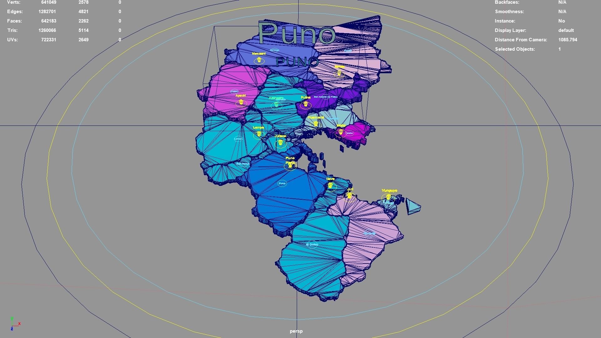 Puno Peru map region geography political geographic 3D model rigged ...