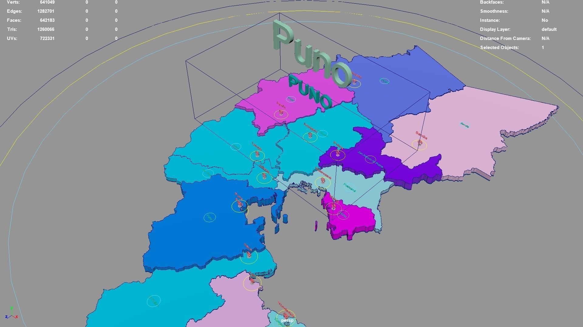Puno Peru map region geography political geographic 3D model rigged ...