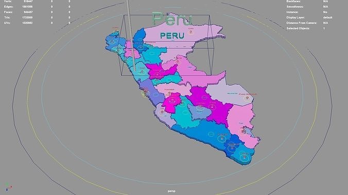 Peru map region geography political geographic administrative 3D model ...