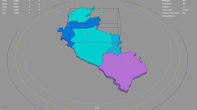 Ica Peru map region geography political geographic 3D model rigged ...