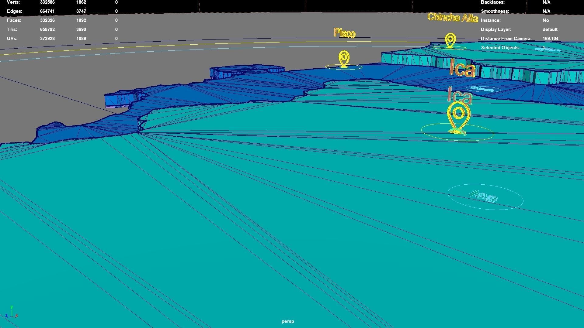 Ica Peru map region geography political geographic 3D model rigged ...