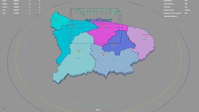 Apurimac Peru map region geography political geographic 3D model rigged ...
