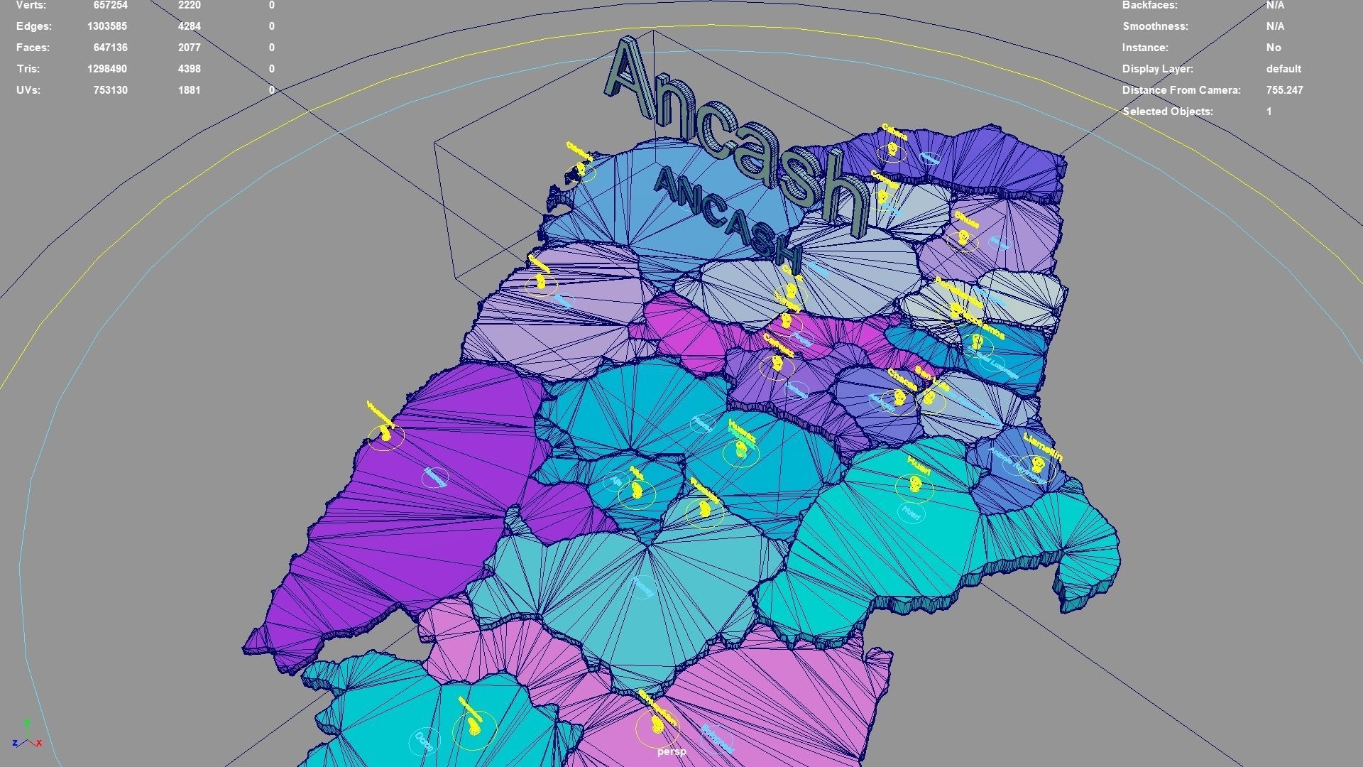 Ancash Peru map region geography political geographic 3D model rigged ...