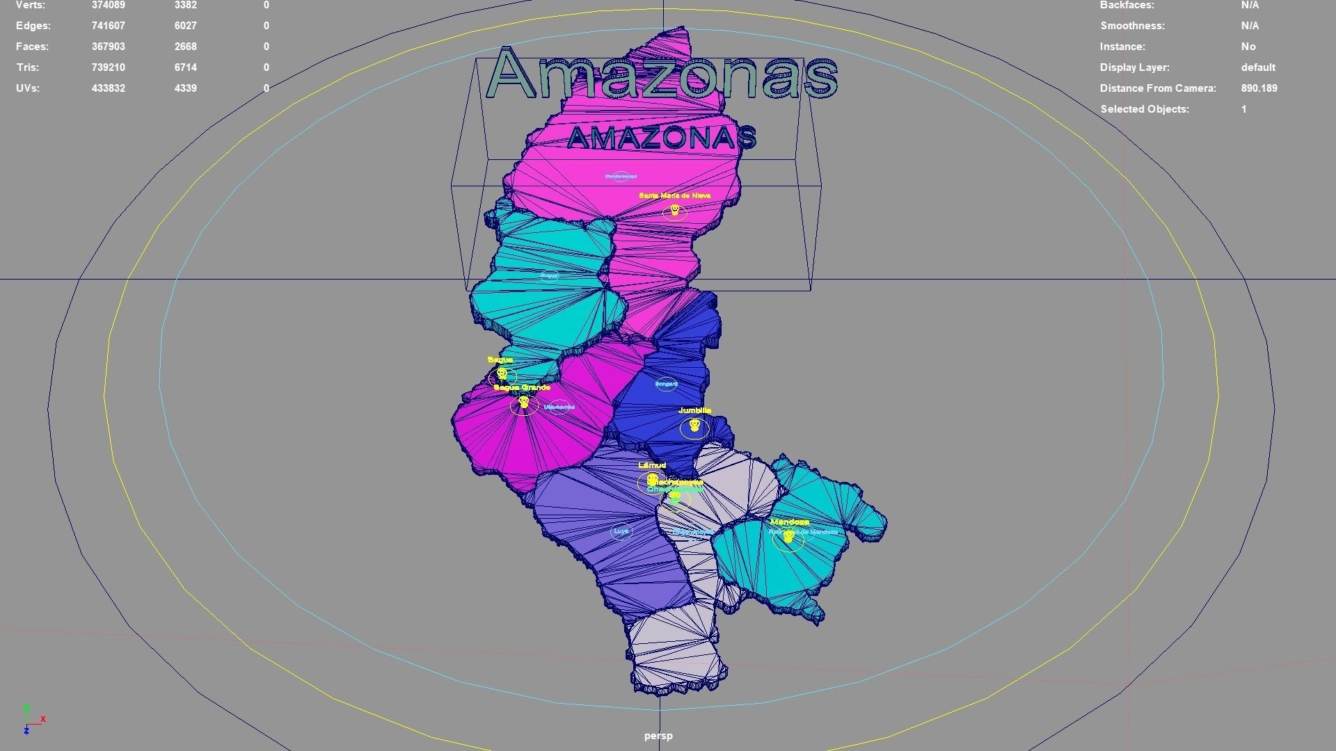 Amazonas Peru map region geography political geographic 3D model rigged ...