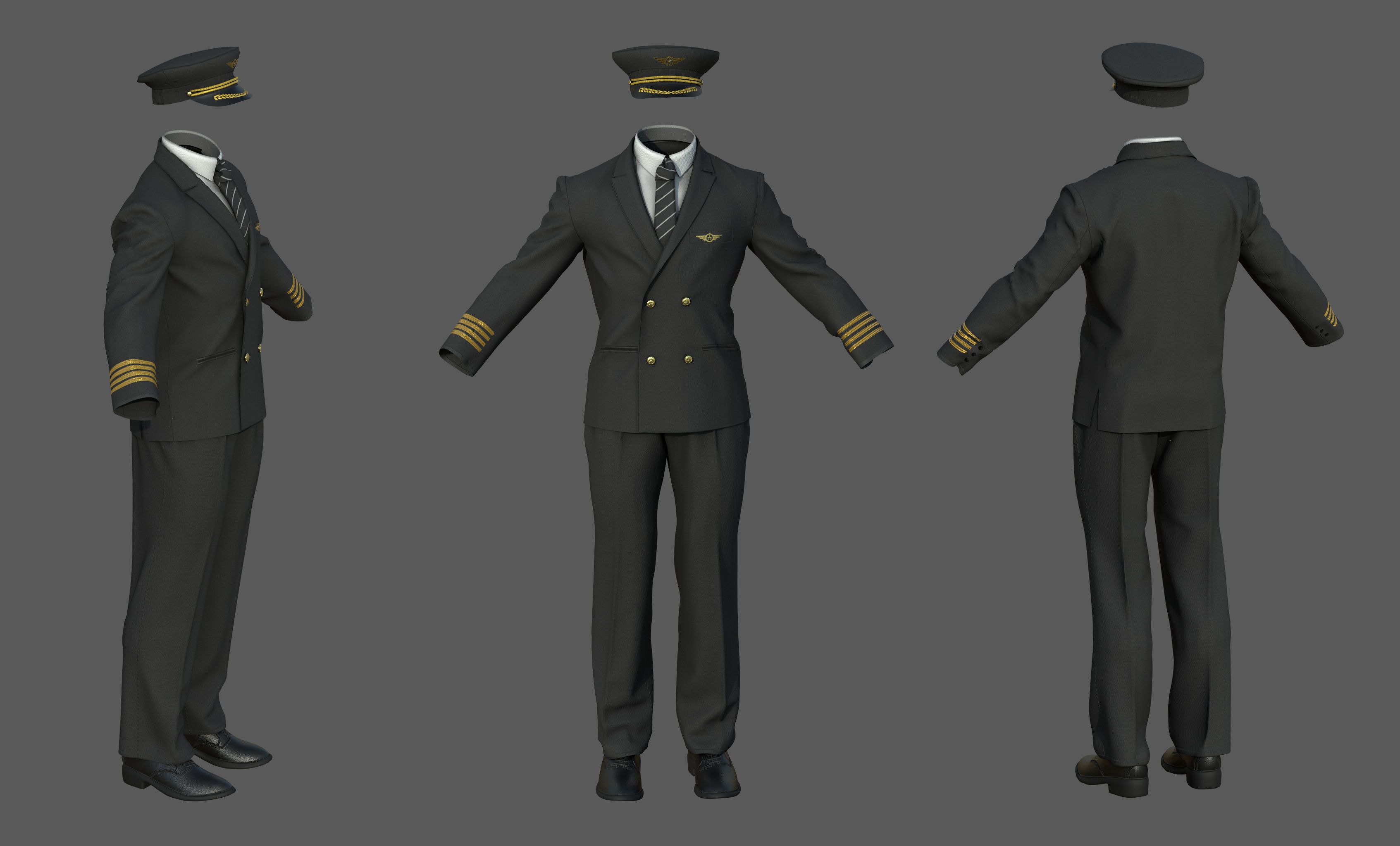 3D model Airline pilot uniform VR / AR / low-poly | CGTrader