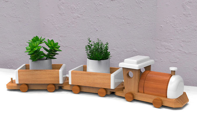 Wooden Pot Train Holder 3D model 3D printable | CGTrader