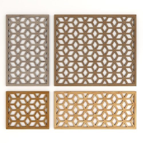 Wood Arabic Islamic pattern decorative grill screen 3D model | CGTrader