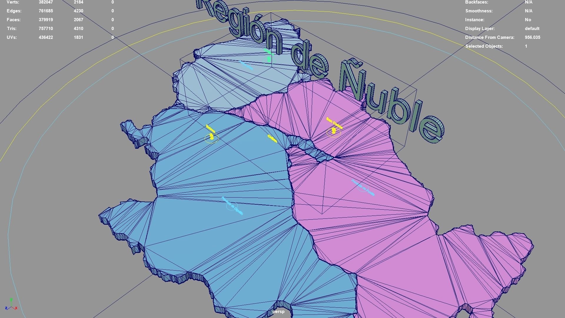 Region de Nuble Chile map region geography political geographic 3D ...