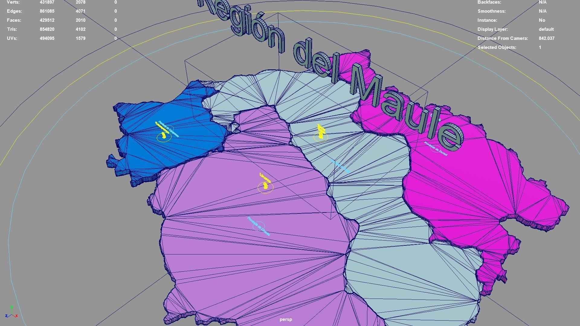 Region del Maule Chile map region geography political 3D model rigged ...