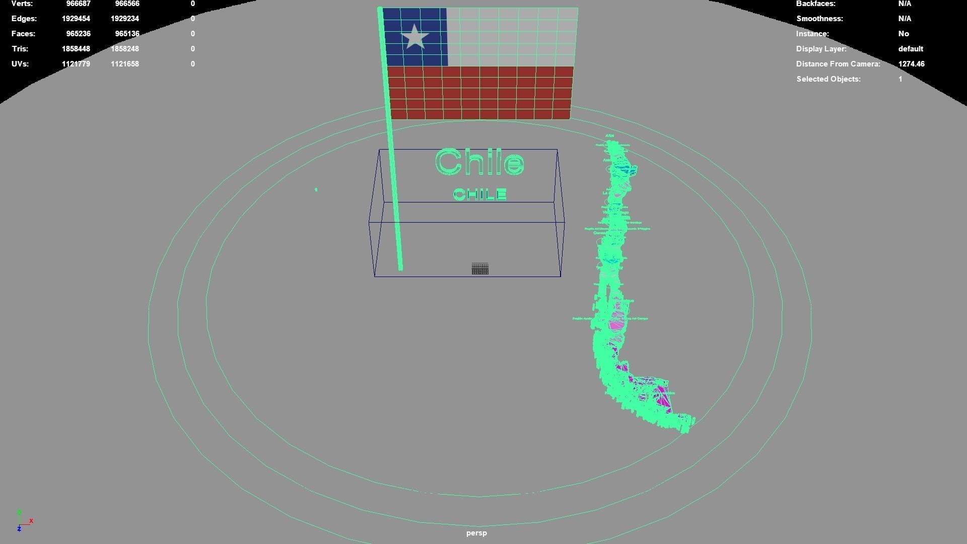 Chile map region geography political geographic administrative 3D model ...