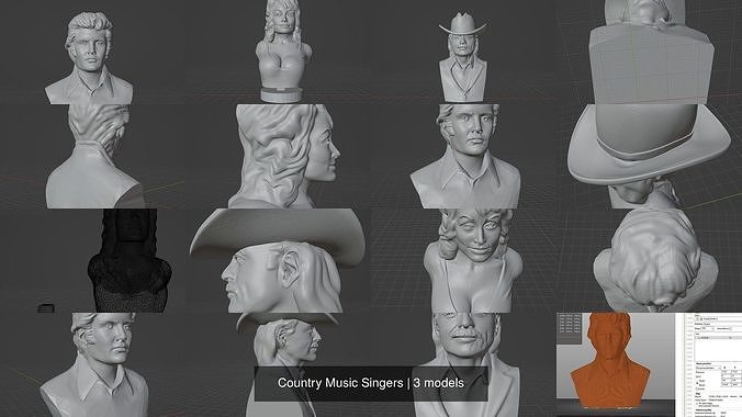 Country Music Singers 3D Model Collection 3D printable | CGTrader