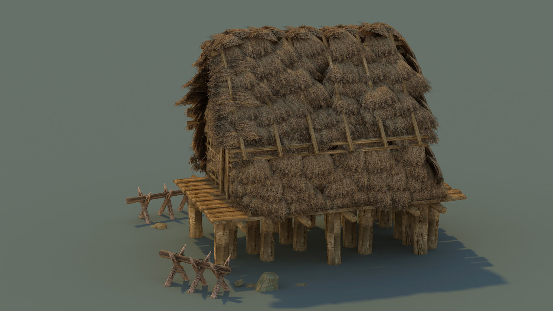 thatched cottage countryside Residential Building Ancient 3D model ...