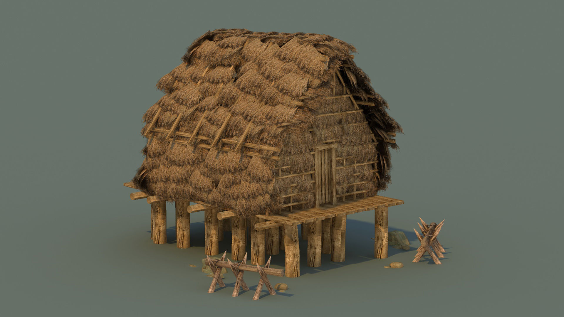 thatched cottage countryside Residential Building Ancient 3D model ...