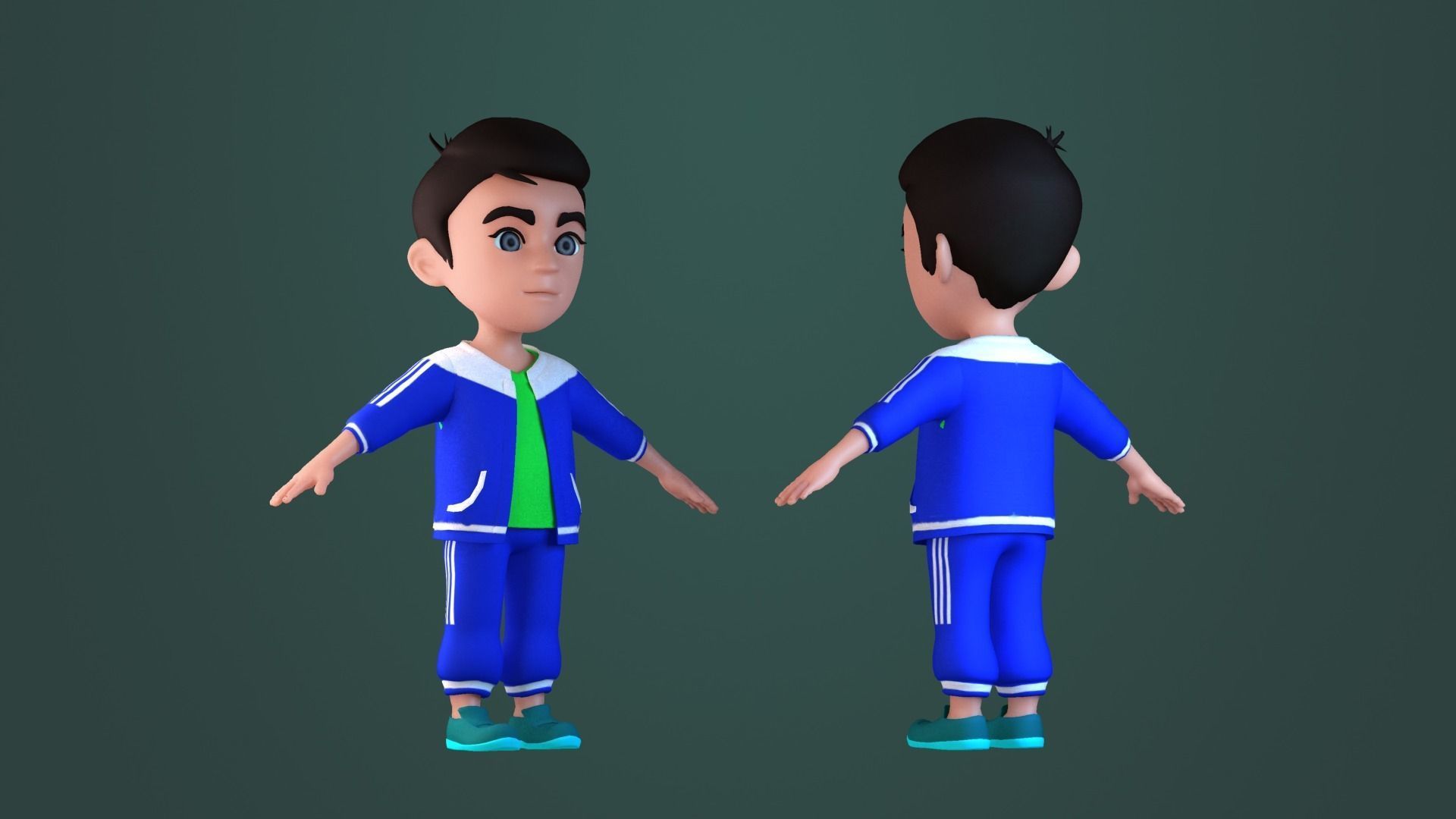 Animated characters pupils students passersby little boy 3D model ...