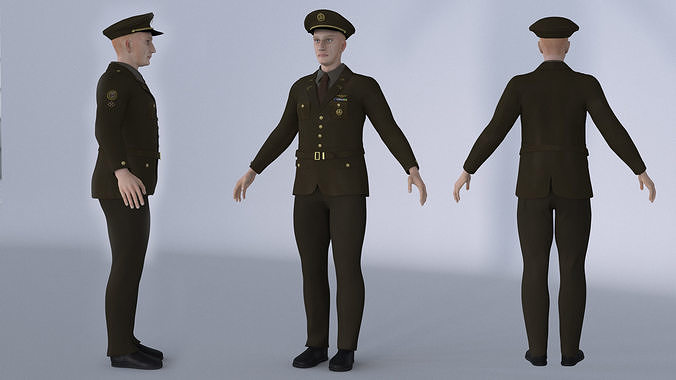 military officer navy united states 3D model rigged | CGTrader