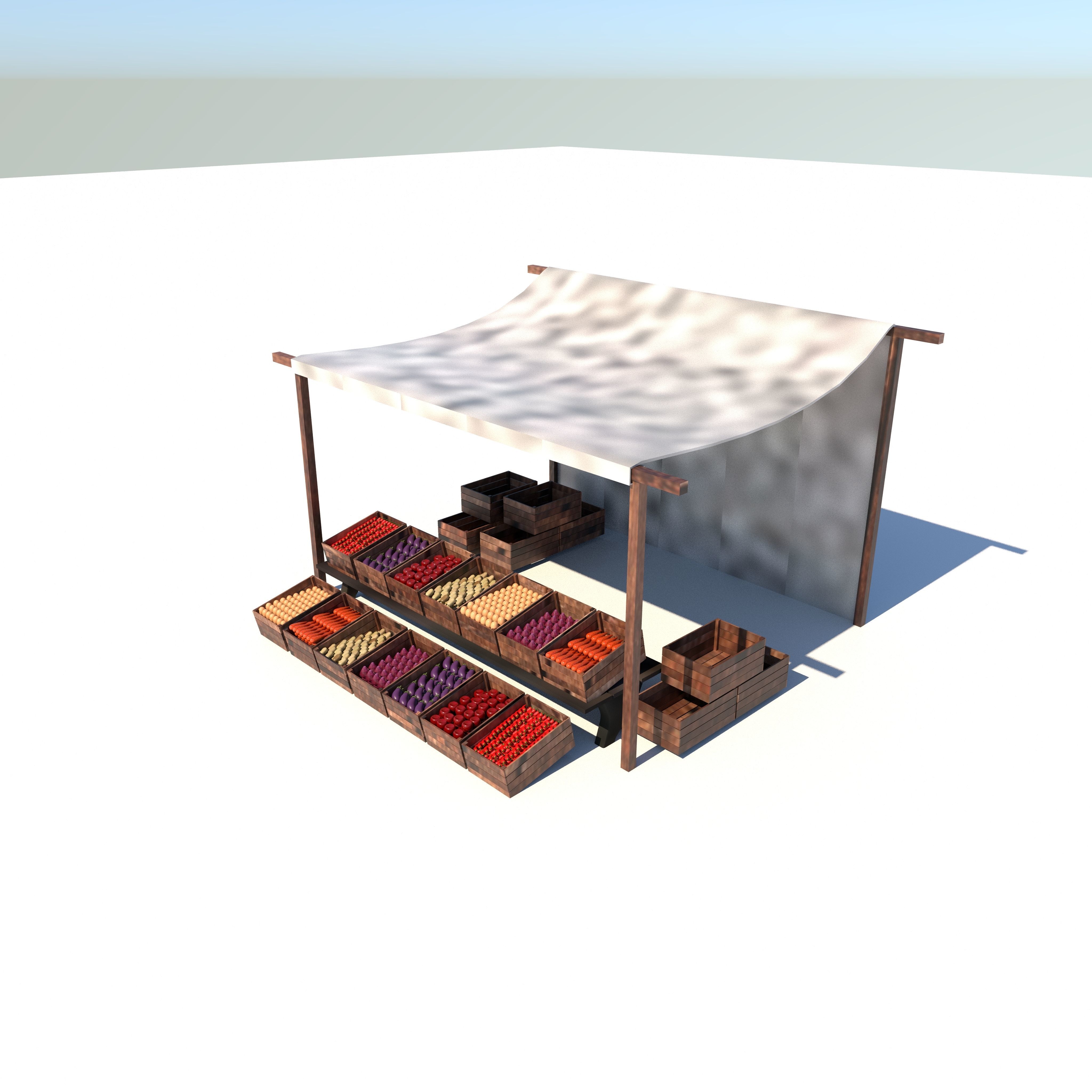 3D model market stall VR / AR / low-poly | CGTrader