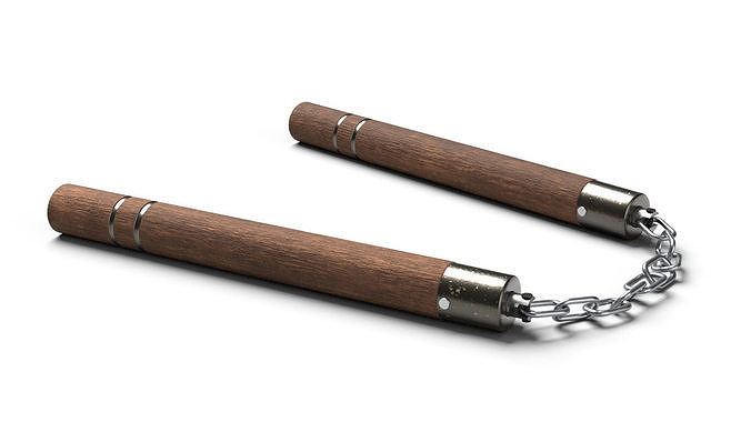 3D model Nunchaku or Nunchuck made of Wood and Steel Low Poly 3D Model ...