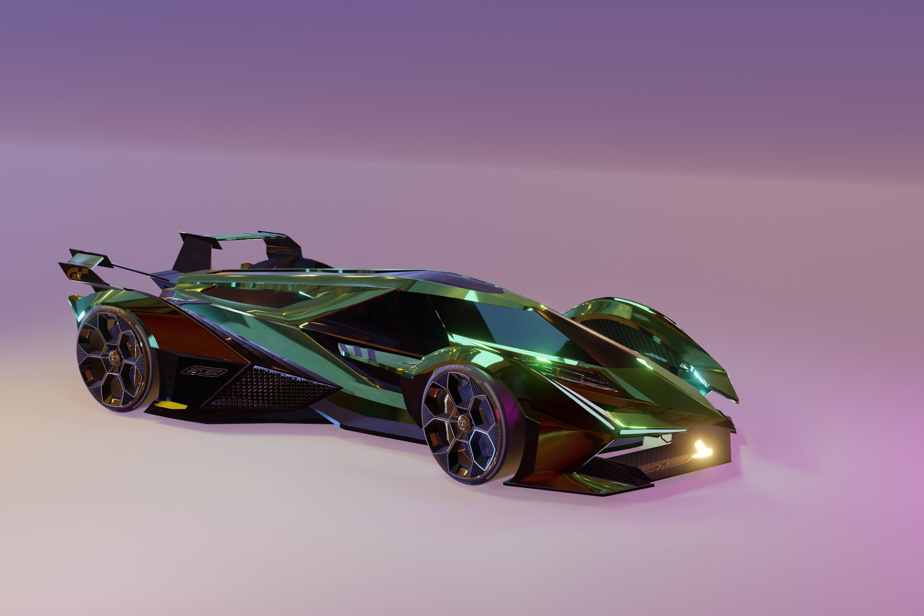 3D model green Car 3D Blender File 3D model 3D model VR / AR / low-poly ...