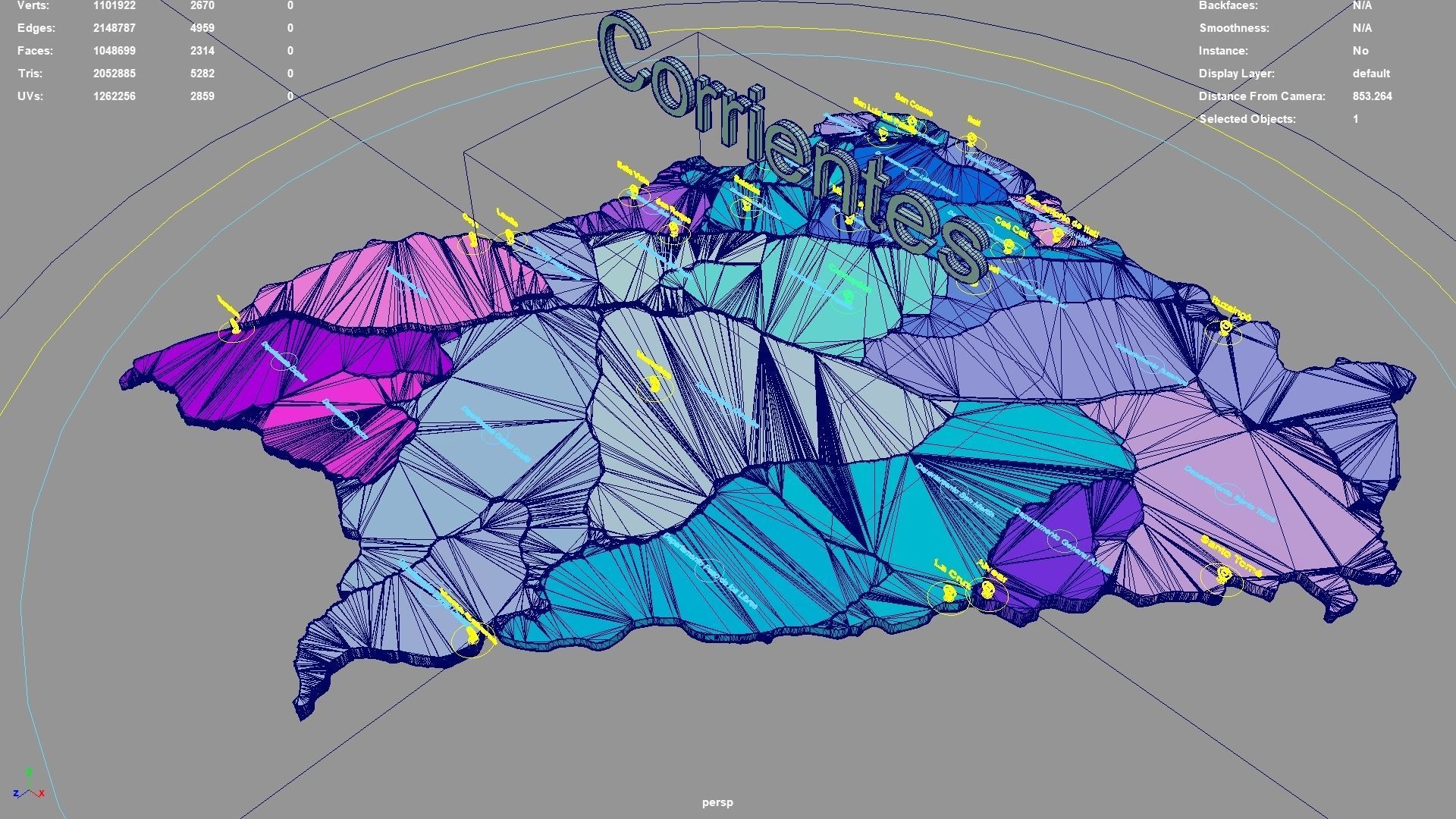 Corrientes Argentina map region geography political geographic 3D model ...