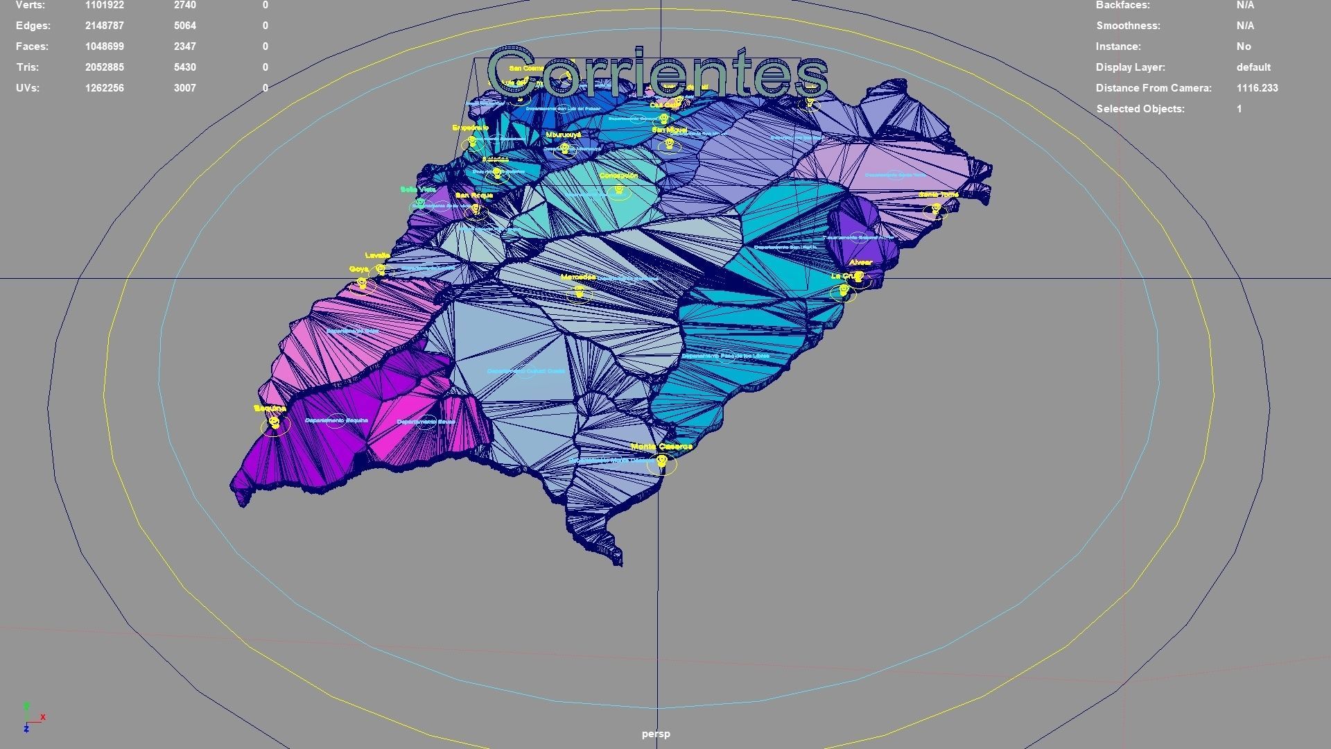 Corrientes Argentina map region geography political geographic 3D model ...