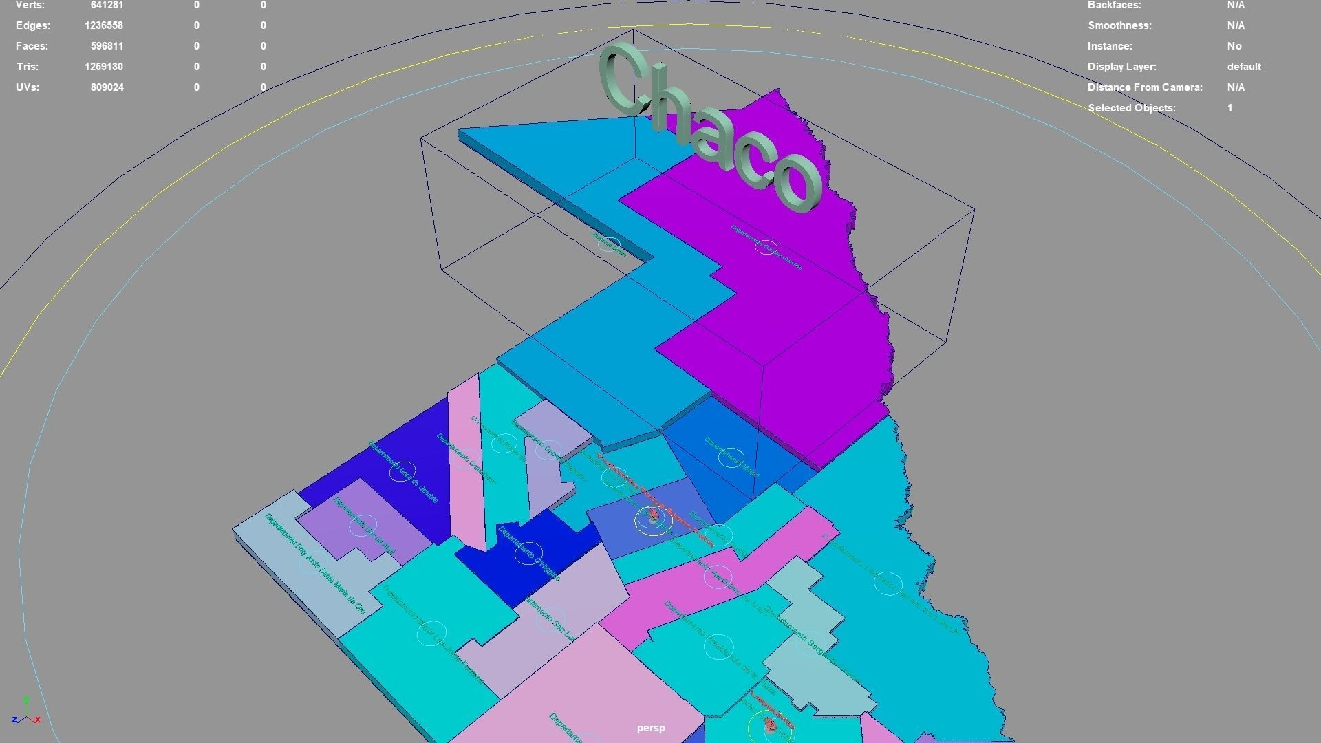 Chaco Argentina map region geography political geographic 3D model ...