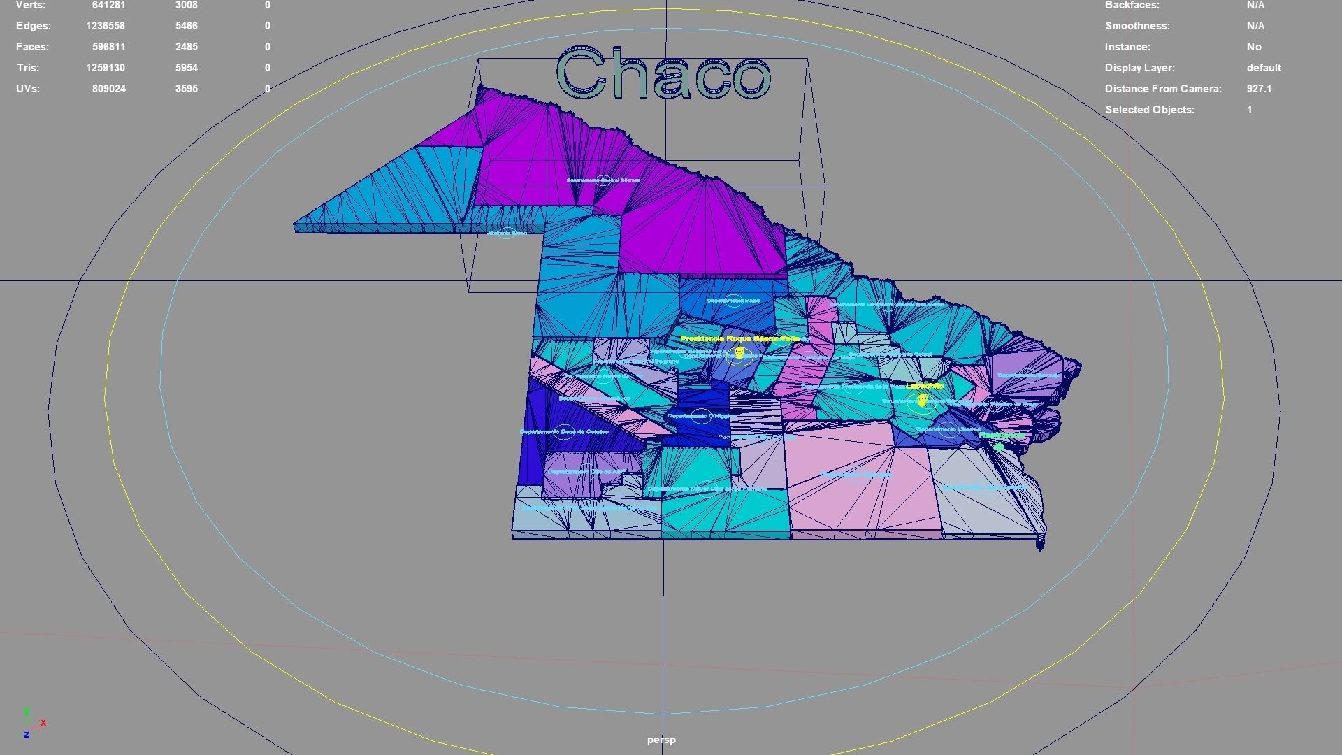 Chaco Argentina map region geography political geographic 3D model ...