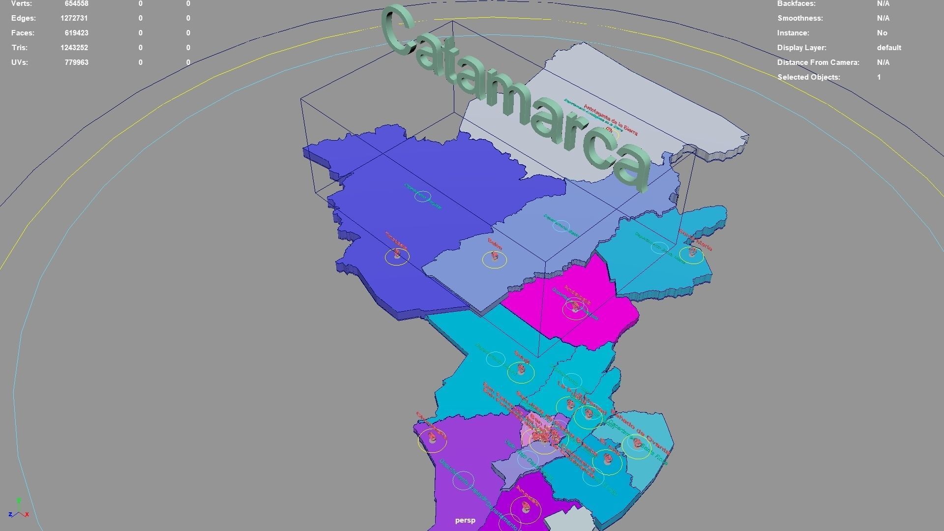 Catamarca Argentina map region geography political geographic 3D model ...
