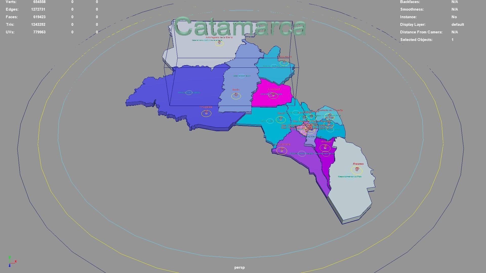 Catamarca Argentina map region geography political geographic 3D model ...