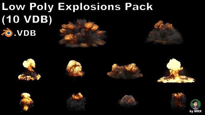 Low Poly Explosions Pack - vdb animated 3D model animated | CGTrader