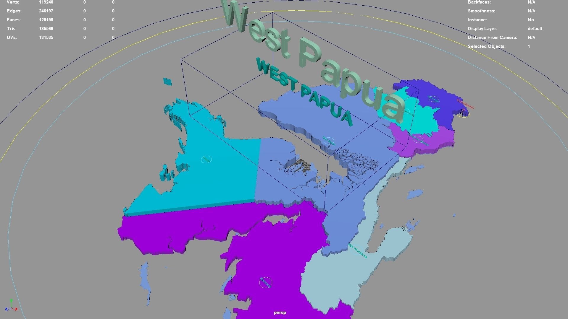 West Papua Western New Guinea Indonesia map region geography 3D model ...
