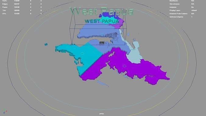 West Papua Western New Guinea Indonesia map region geography 3D model ...