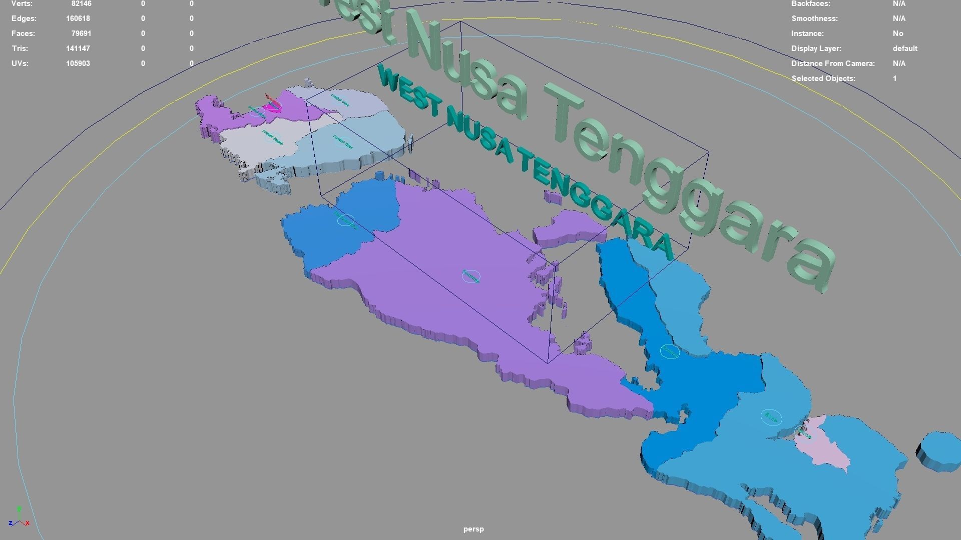West Nusa Tenggara Lesser Sunda Islands Indonesia map region 3D model ...