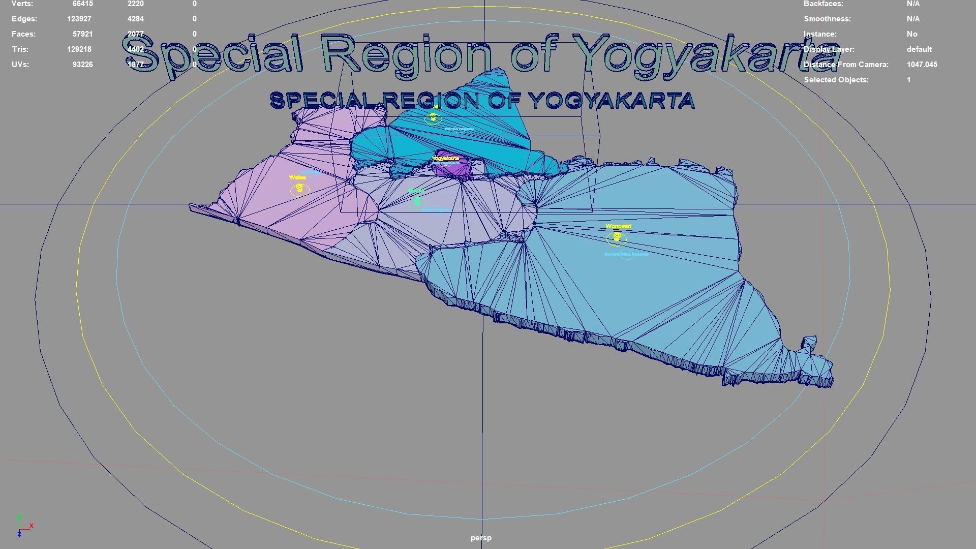 Special Region of Yogyakarta Java Indonesia map region 3D model rigged ...
