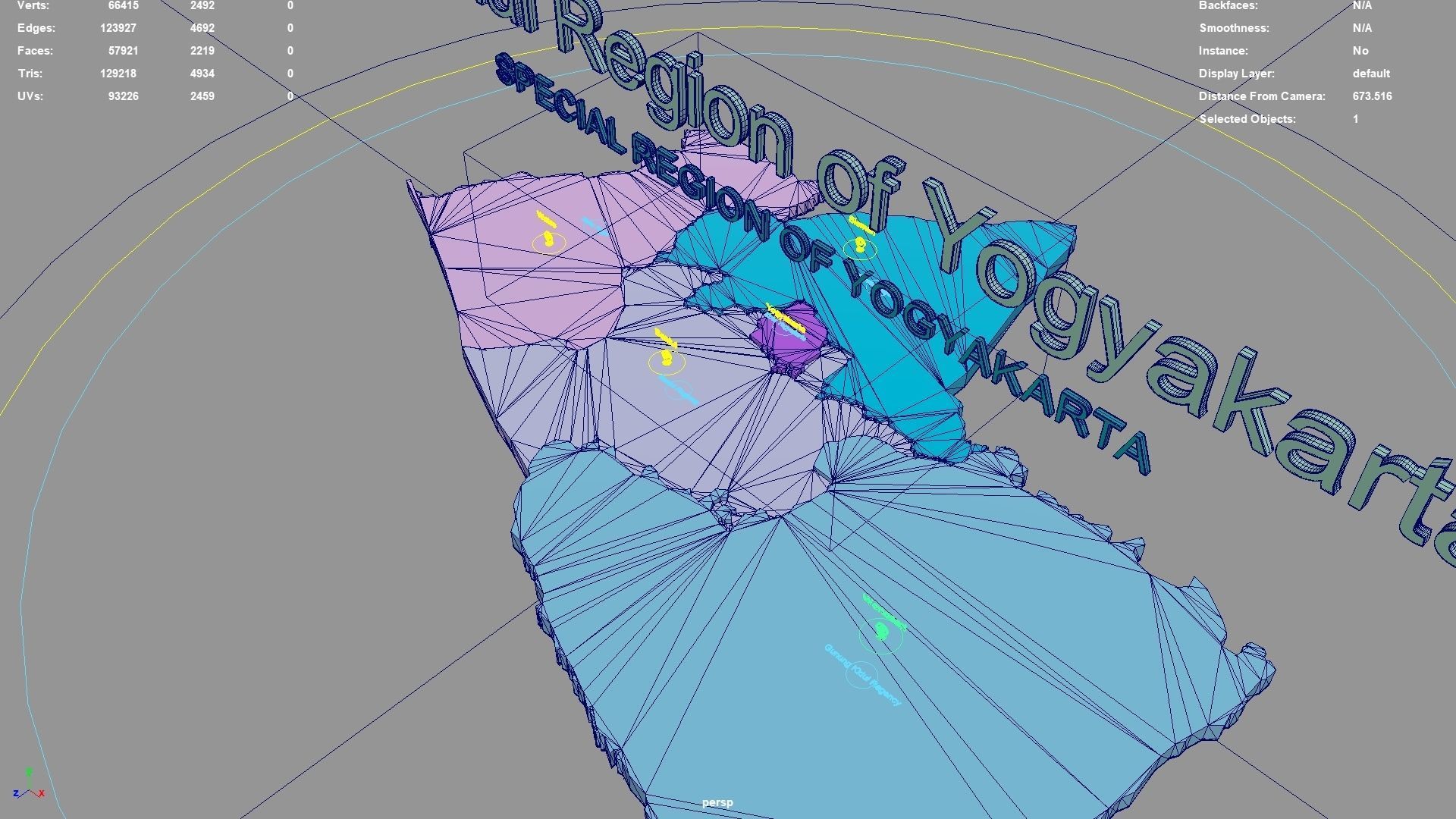 Special Region of Yogyakarta Java Indonesia map region 3D model rigged ...